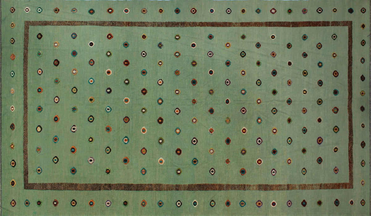 Berjasta Kaison Mint Green/Brown Rug, 9'10" x 16'5" – Noori Rug