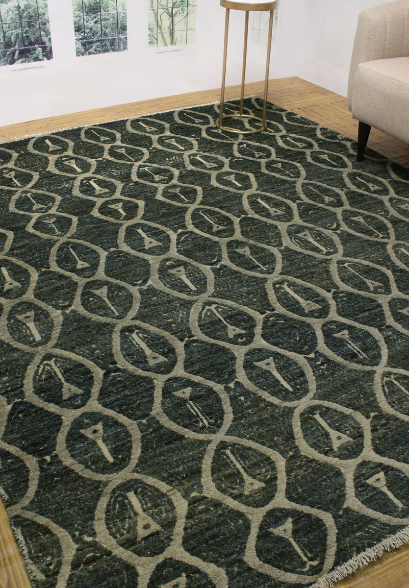 Peshawar Serra Grey/Blue Rug, 7'11" x 9'5" – Noori Rug