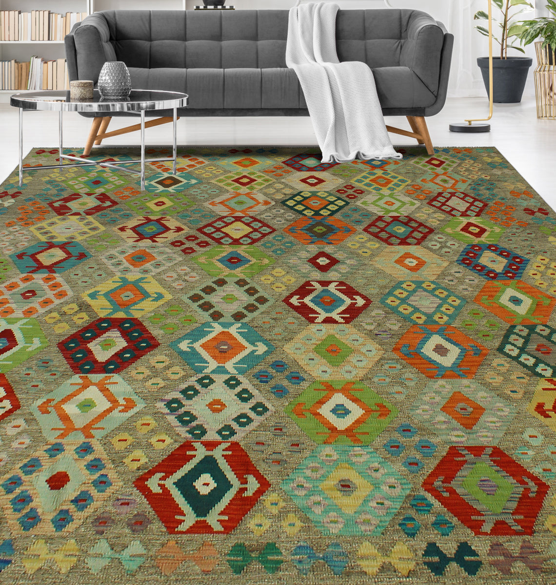 Sangat Nabila Brown/Red Rug, 8'5 x 9'8 – Noori Rug