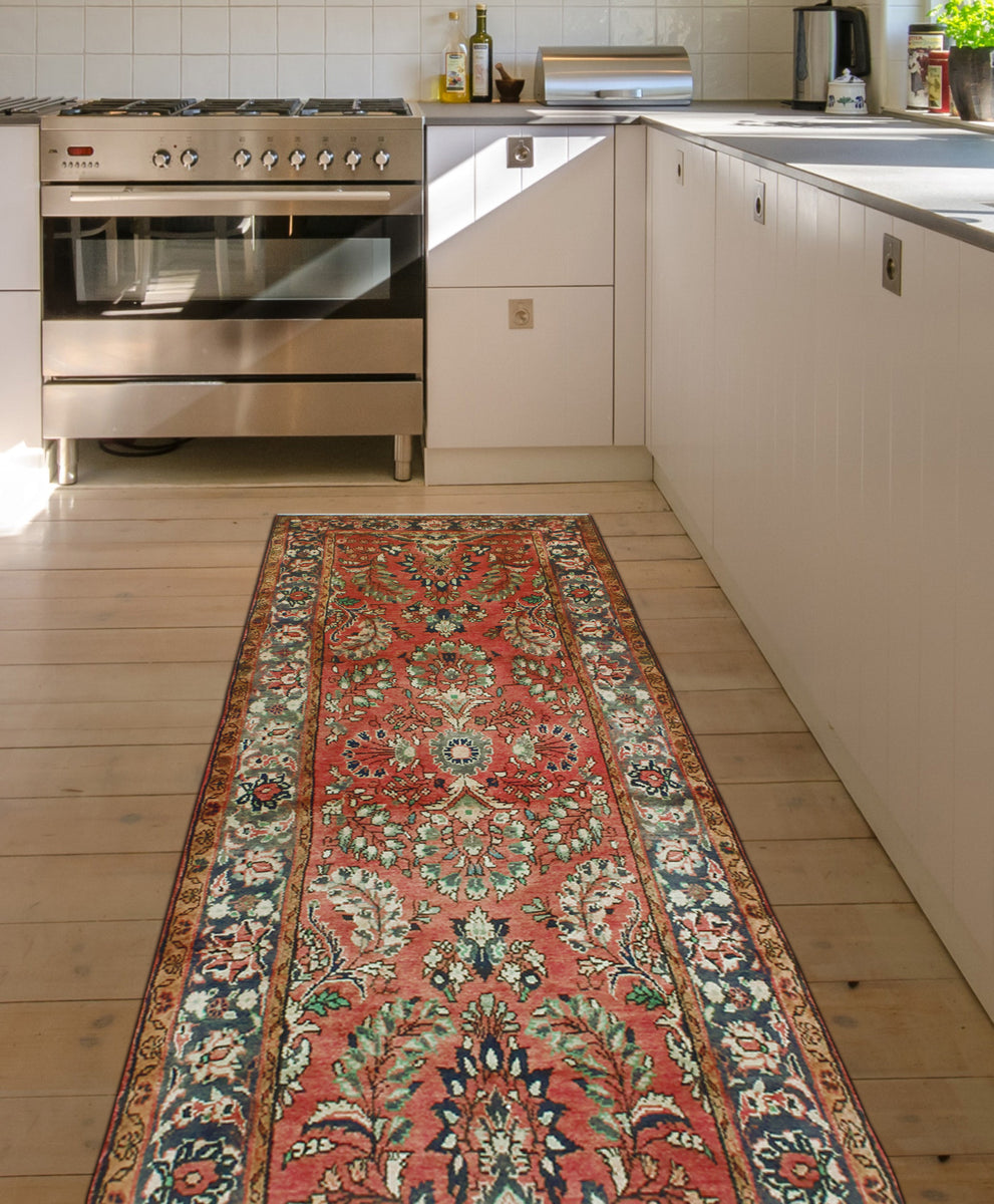 Fine VTG Arthur Rust/Blue-Grey Runner, 3'5 x 9'8 – Noori Rug